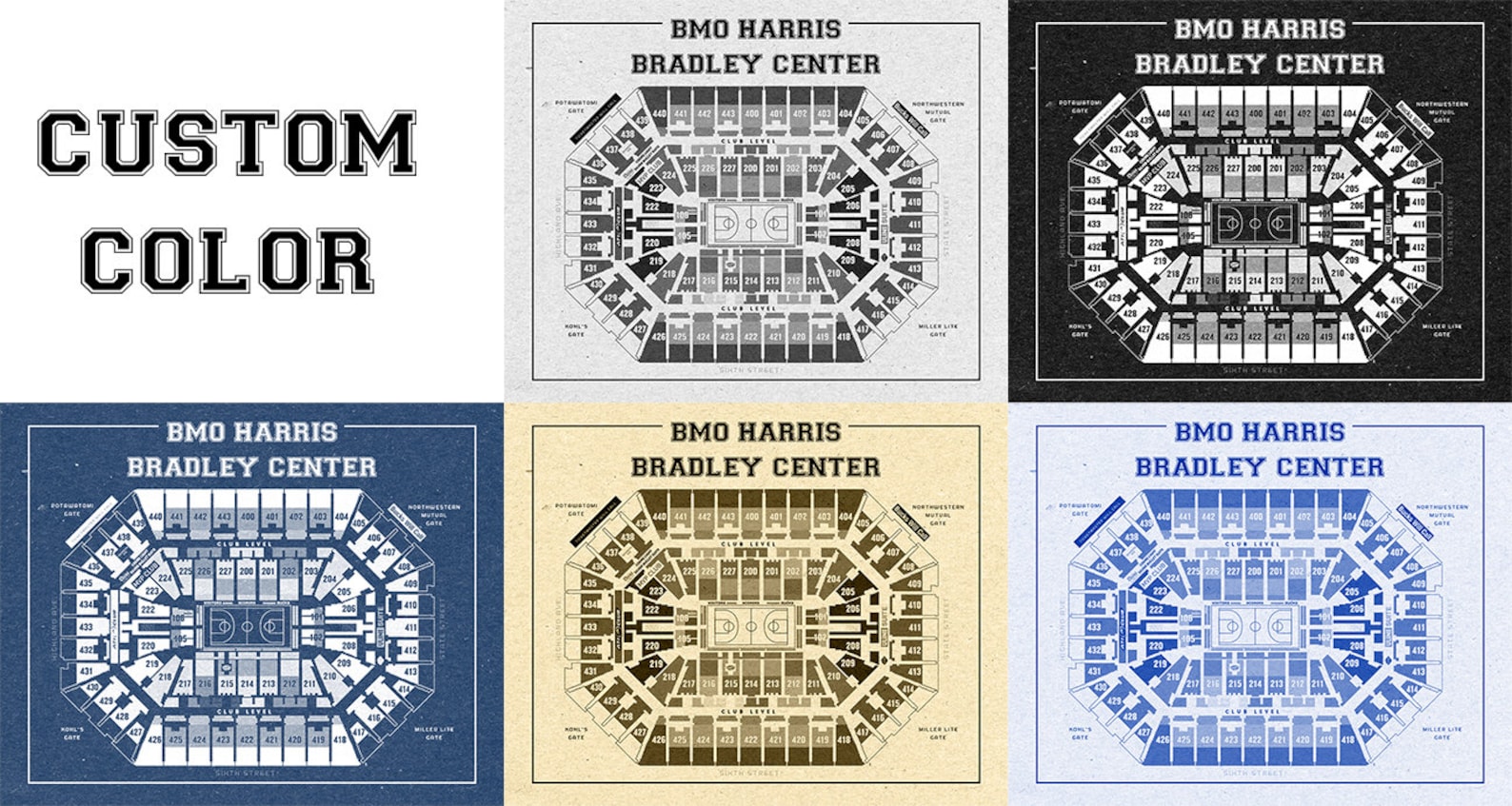 Vintage Print of BMO Harris Center Seating Chart on Premium - Etsy
