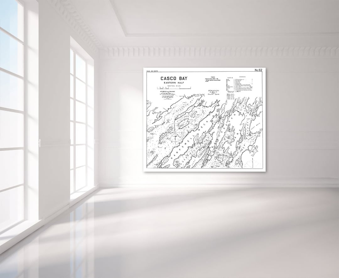 Antique Casco Bay Maine Map Print: Vintage Nautical Chart - Etsy