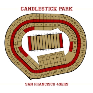Print of Vintage Candlestick Park Seating Chart Football Chart on Photo ...