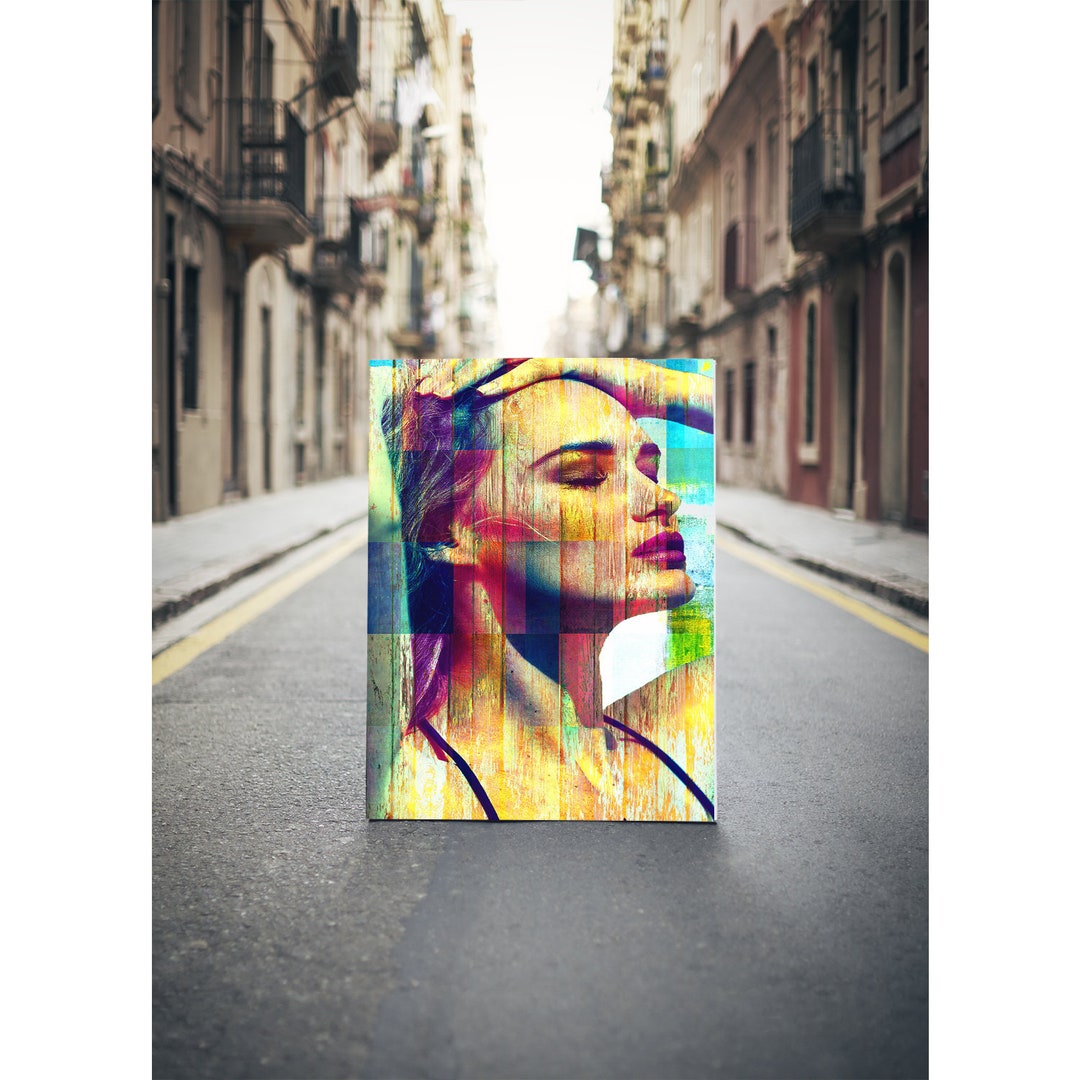 Female Portrait Art Print: Colorful Pattern Collage - Etsy