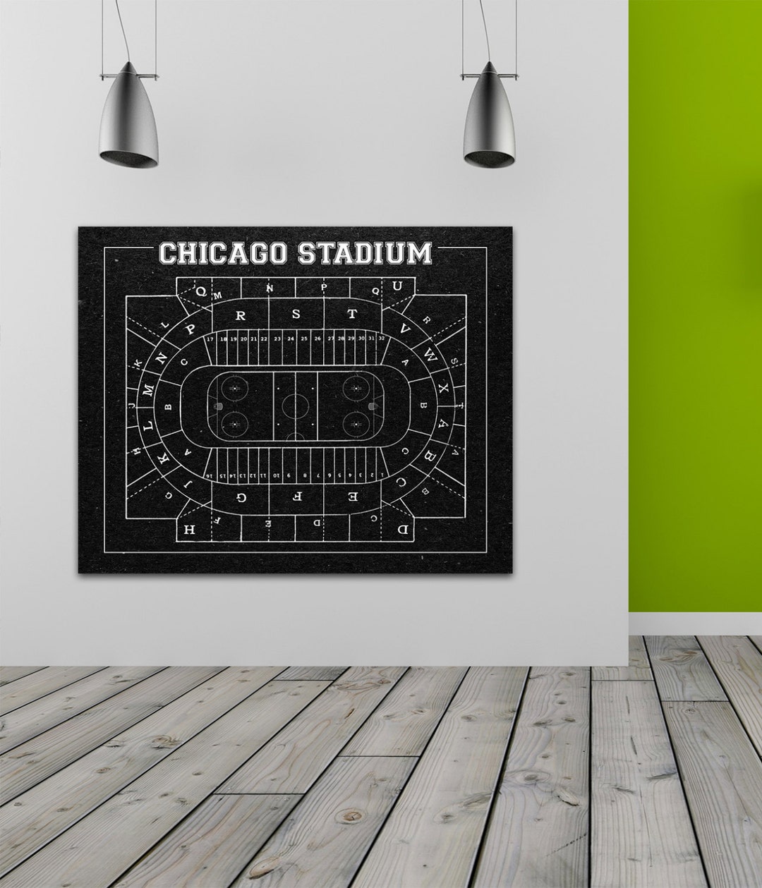 Chicago Blackhawks United Center Blueprint Art Print: Vintage Style ...