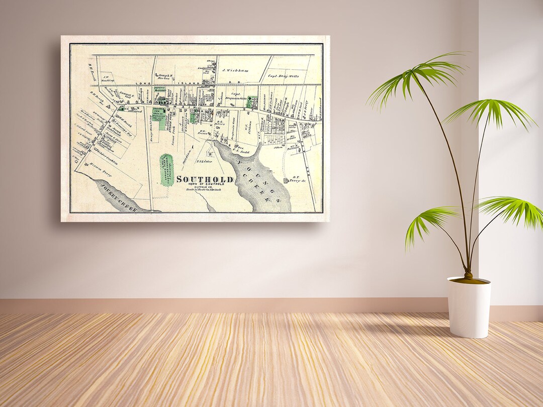 Vintage Print of a Map of Southold in Suffolk County of Long Island New ...