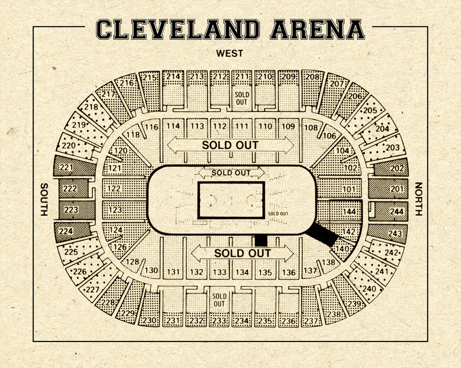 Vintage Print of Cleveland Arena Seating Chart on Premium | Etsy