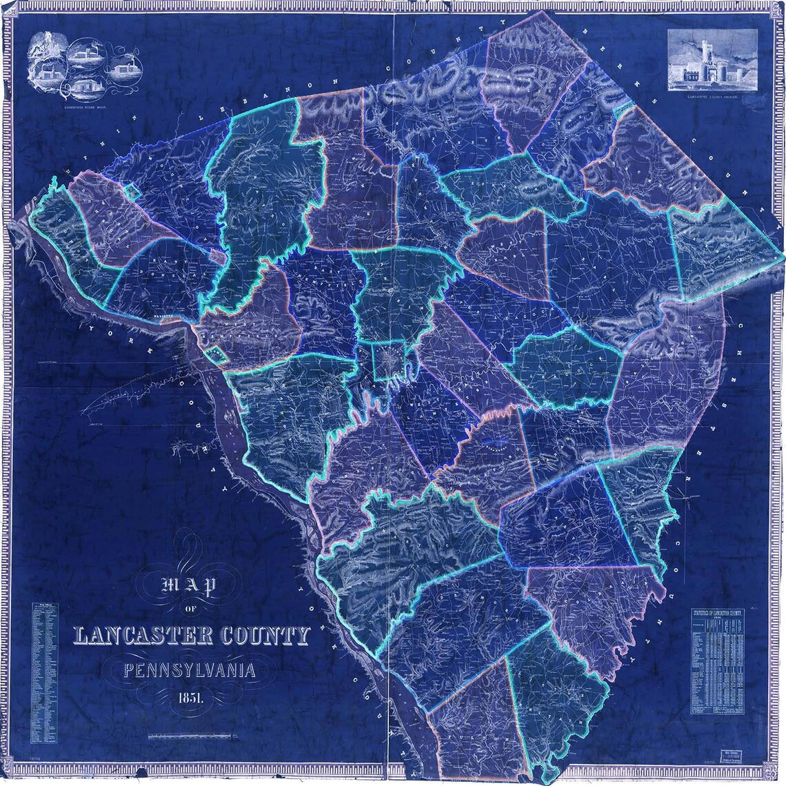 Print of Antique Vintage Lancaster County Pennsylvania Map on - Etsy Canada