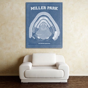 Vintage Miller Park Blueprint Art: Milwaukee Brewers Seating Chart ...