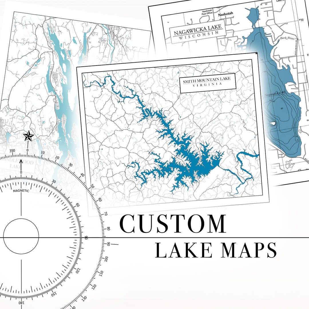 Custom Lake Map Print: Photo, Matte, or Canvas - Personalized Art - Etsy