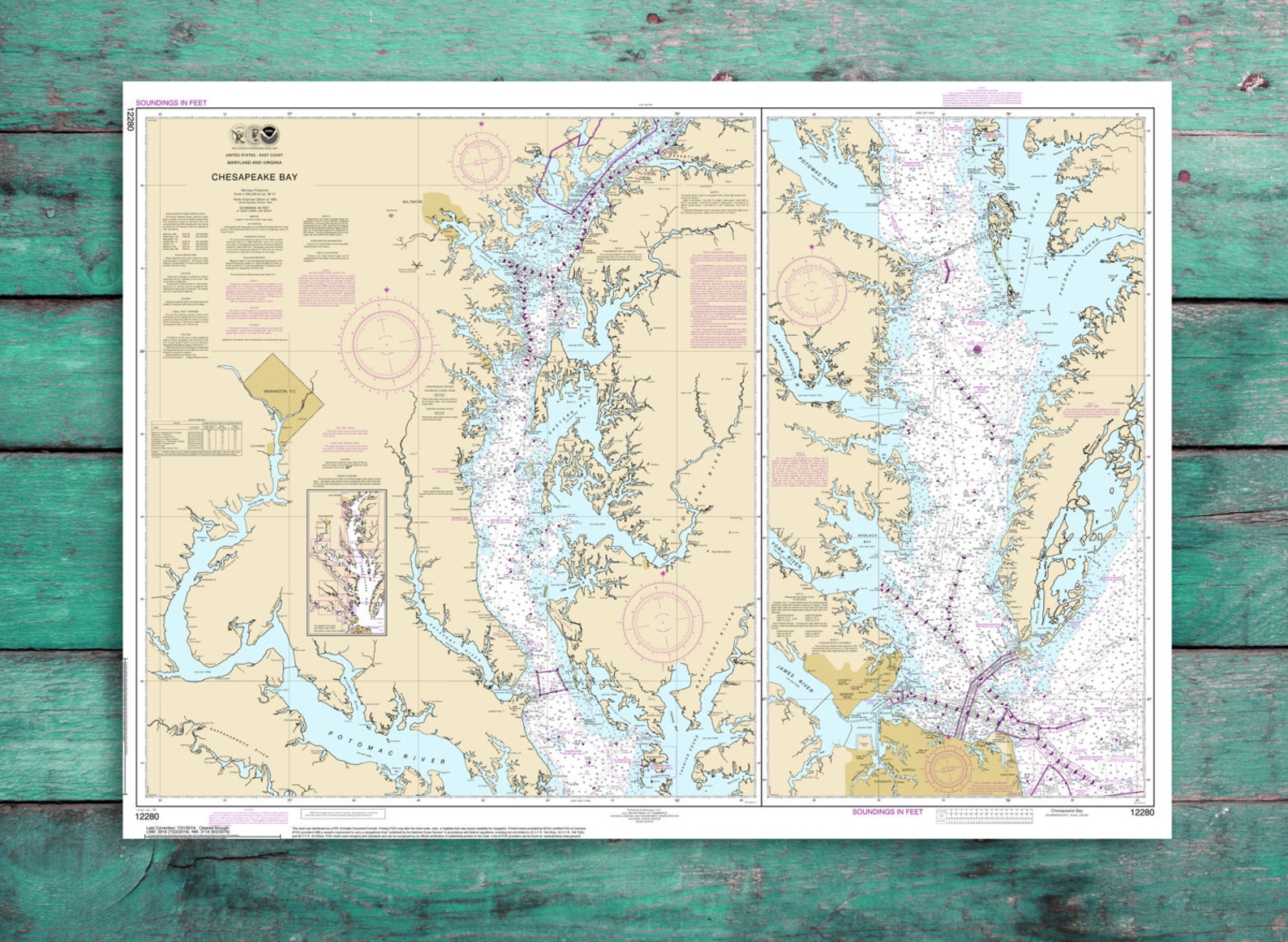 Nautical Map of Chesapeake Bay Print on Your Choice of Matte - Etsy