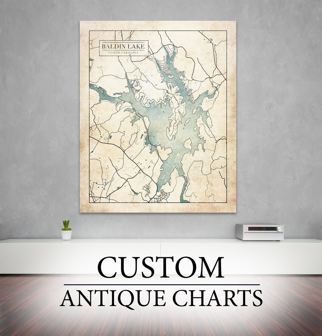 Custom Antique Lake Map Print: Personalized Lake Art - Etsy