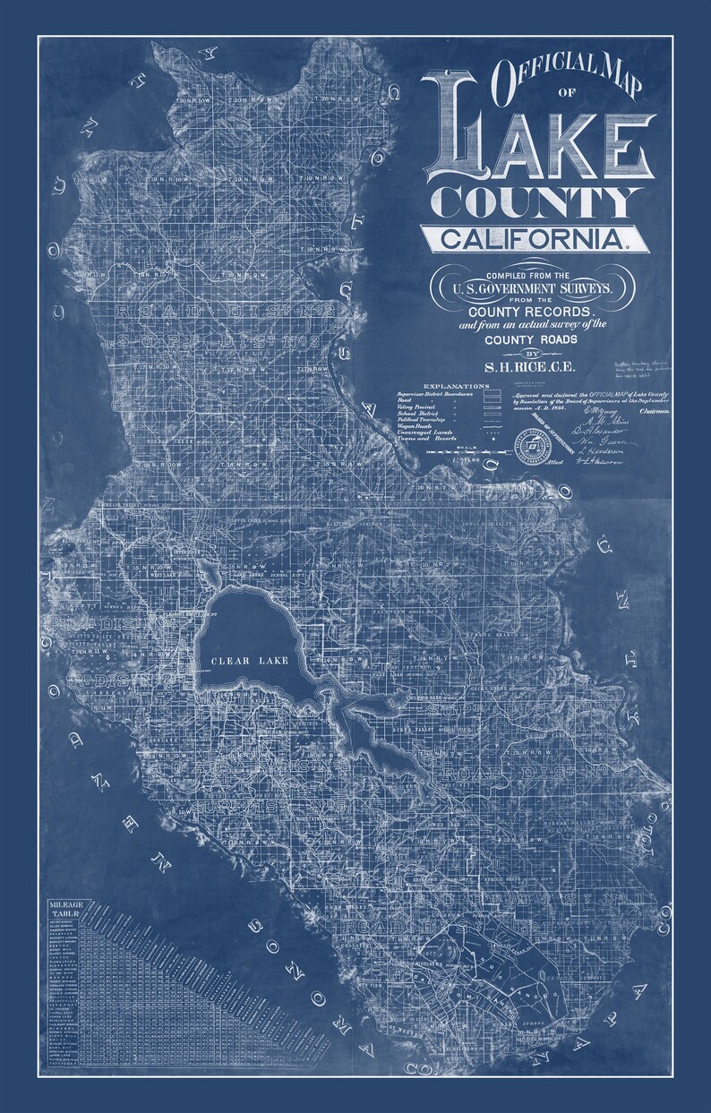 Print of Antique Map of Lake County California on Photo Paper | Etsy
