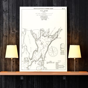 Antique Print of a Fall River Massachusetts Map on Your Choice of Photo ...