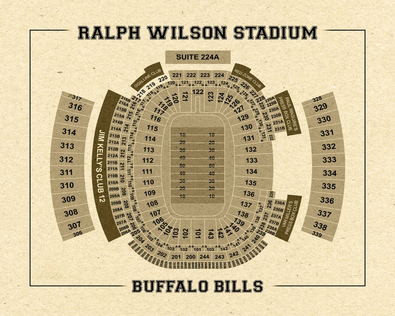 Print of Vintage Ralph Wilson Stadium Seating Chart Seating | Etsy
