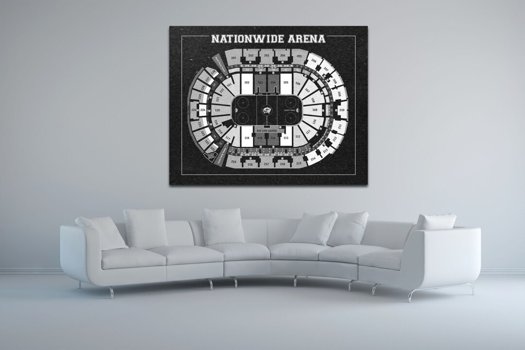 Vintage Nationwide Arena Blueprint Art: Columbus Blue Jackets Stadium ...
