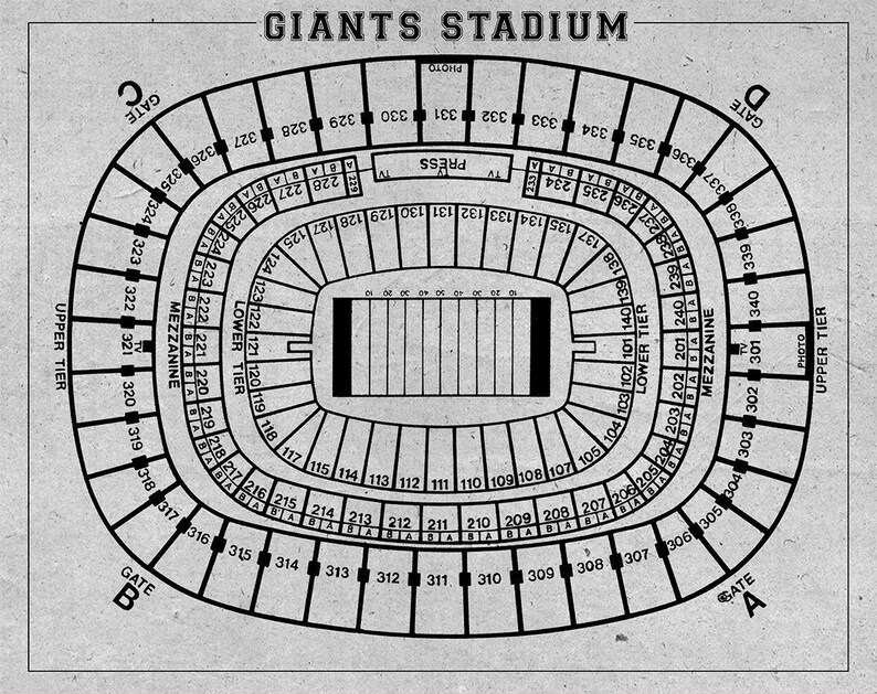 Vintage Giants Stadium Seating Chart Print: Blueprint Style Art - Etsy