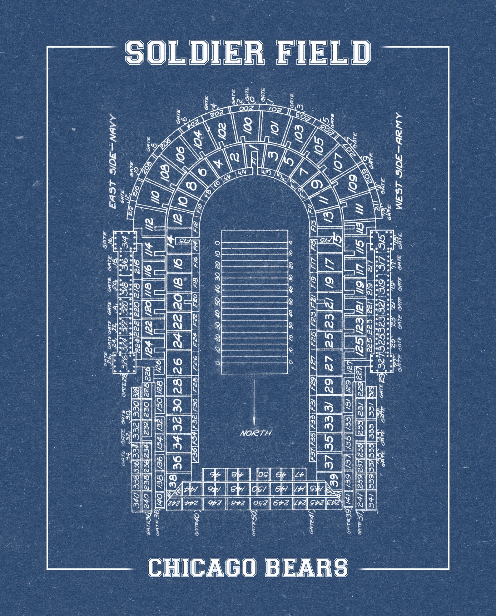 Print of Vintage Soldier Field Seating Chart on Photo Paper | Etsy
