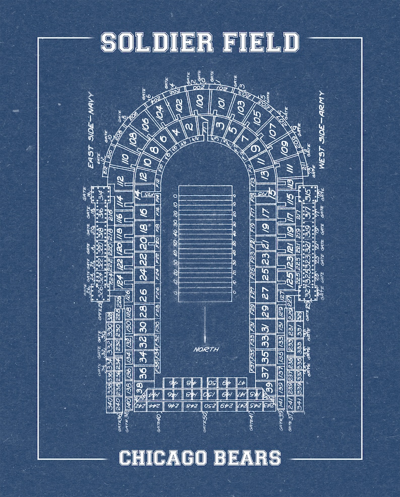Print of Vintage Soldier Field Seating Chart on Photo Paper, Matte ...