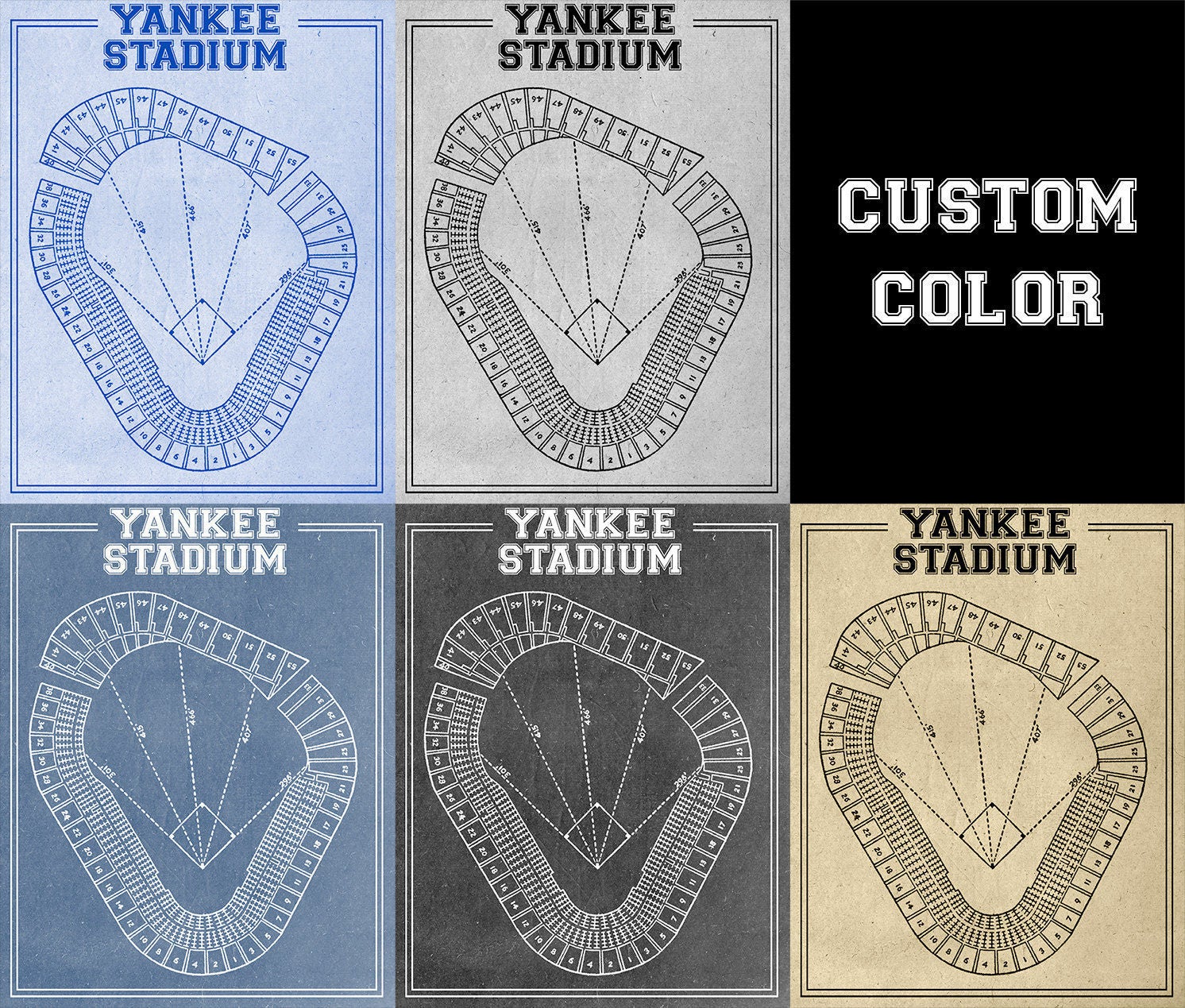 Vintage Print of Yankee Stadium Seating Chart New York Yankees | Etsy