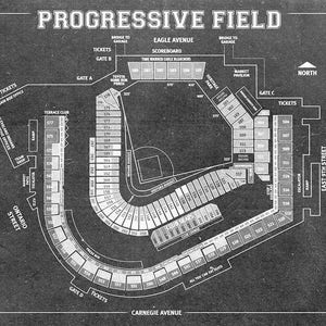Print of Vintage Progressive Field Seating Chart Seating Chart on Photo ...