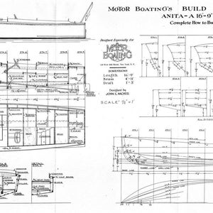 Vintage Boat Blueprint Print: ANITA-A, Motor Boating Series - Etsy