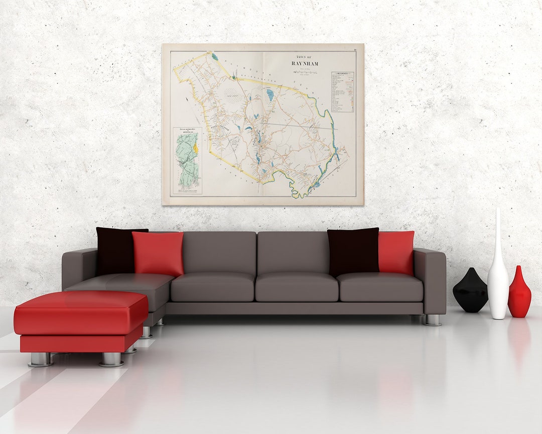 Antique Raynham Massachusetts City Map Print: Photo, Matte, or Canvas ...