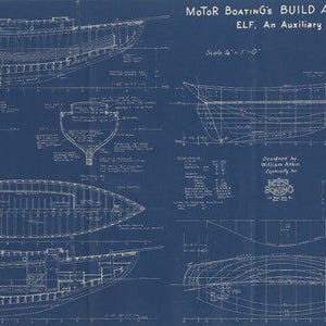 Print of Vintage ELF Boat Blueprint From Motor Boating's Build a Boat ...