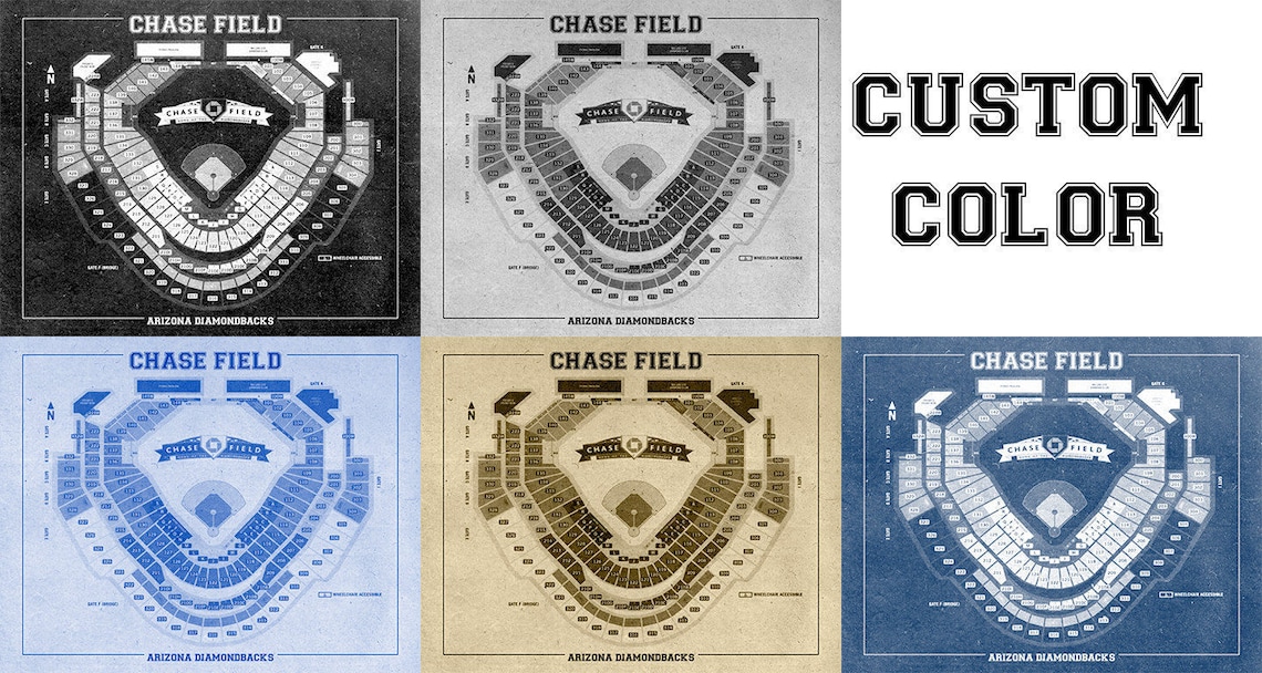 Vintage Print of Chase Field Seating Chart Baseball Arizona | Etsy