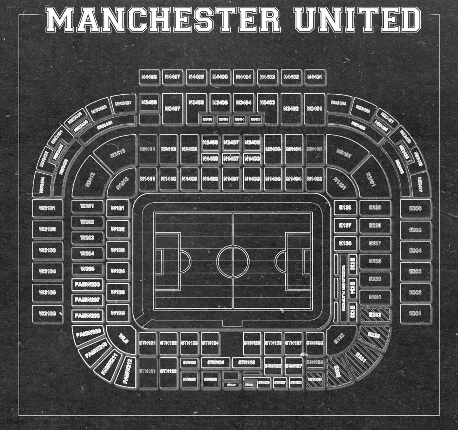 Print of Vintage Manchester United Seating Chart Seating Chart | Etsy