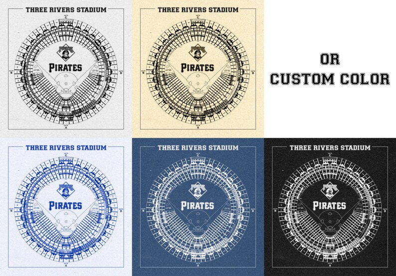 Three Rivers Stadium Pittsburgh Pirates Vintage Art Print - Etsy