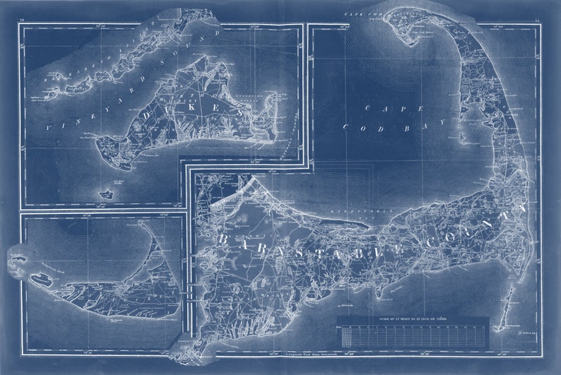 Print of Antique Map of Barnstable County Cape Cod and the | Etsy