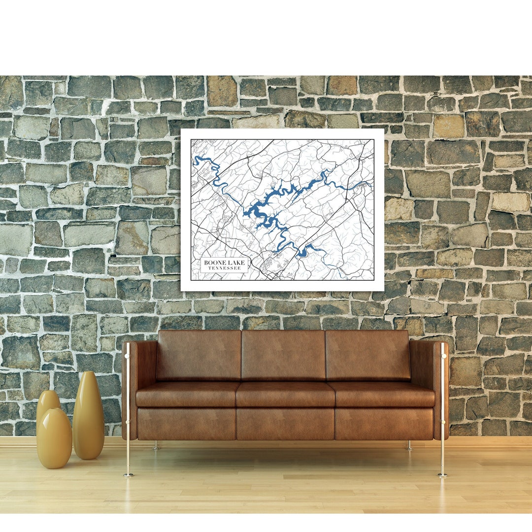 Boone Lake, Tennessee Minimal Map Art Print: Canvas, Matte, or Photo ...
