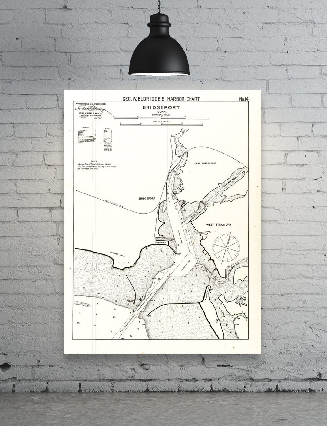 Bridgeport Connecticut Nautical Chart Antique Print (1901) - Etsy