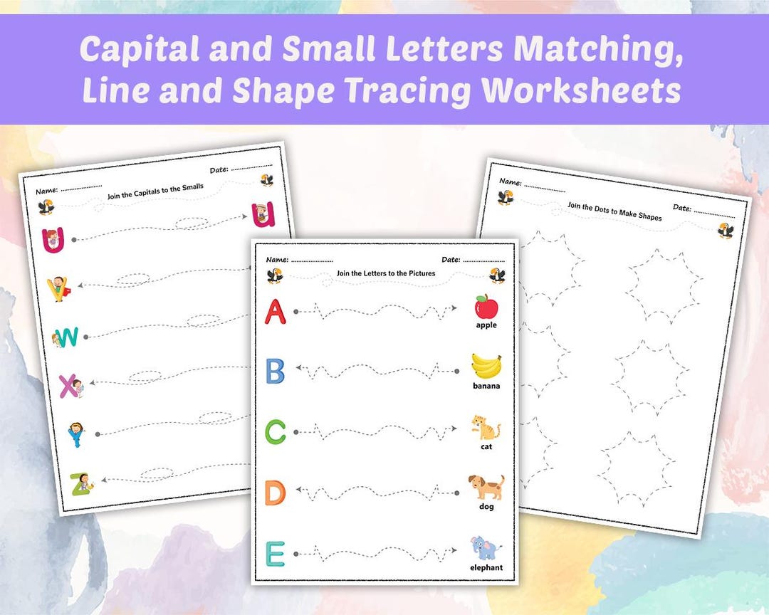 ABC Tracing Worksheets: Line & Shape Activities (PDF Download) - Etsy