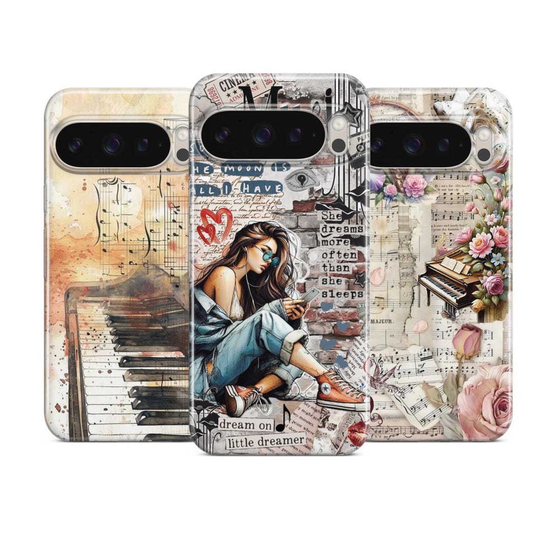 Vintage Piano Music Notes Phone Case for Pixel 10 9 8, iPhone 16 17 Air ...