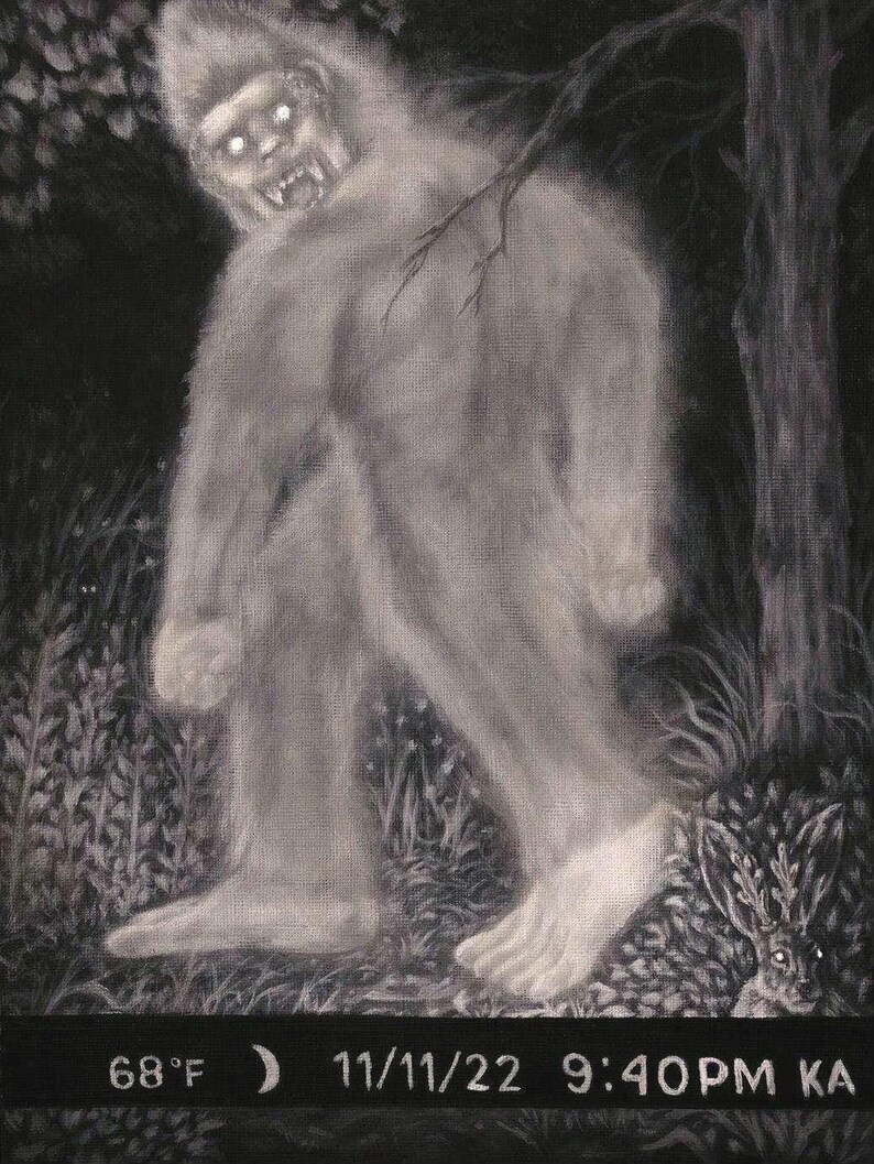 Bigfoot Cryptid Monster Creature Legend 9"x12" Acrylic Painting - Etsy