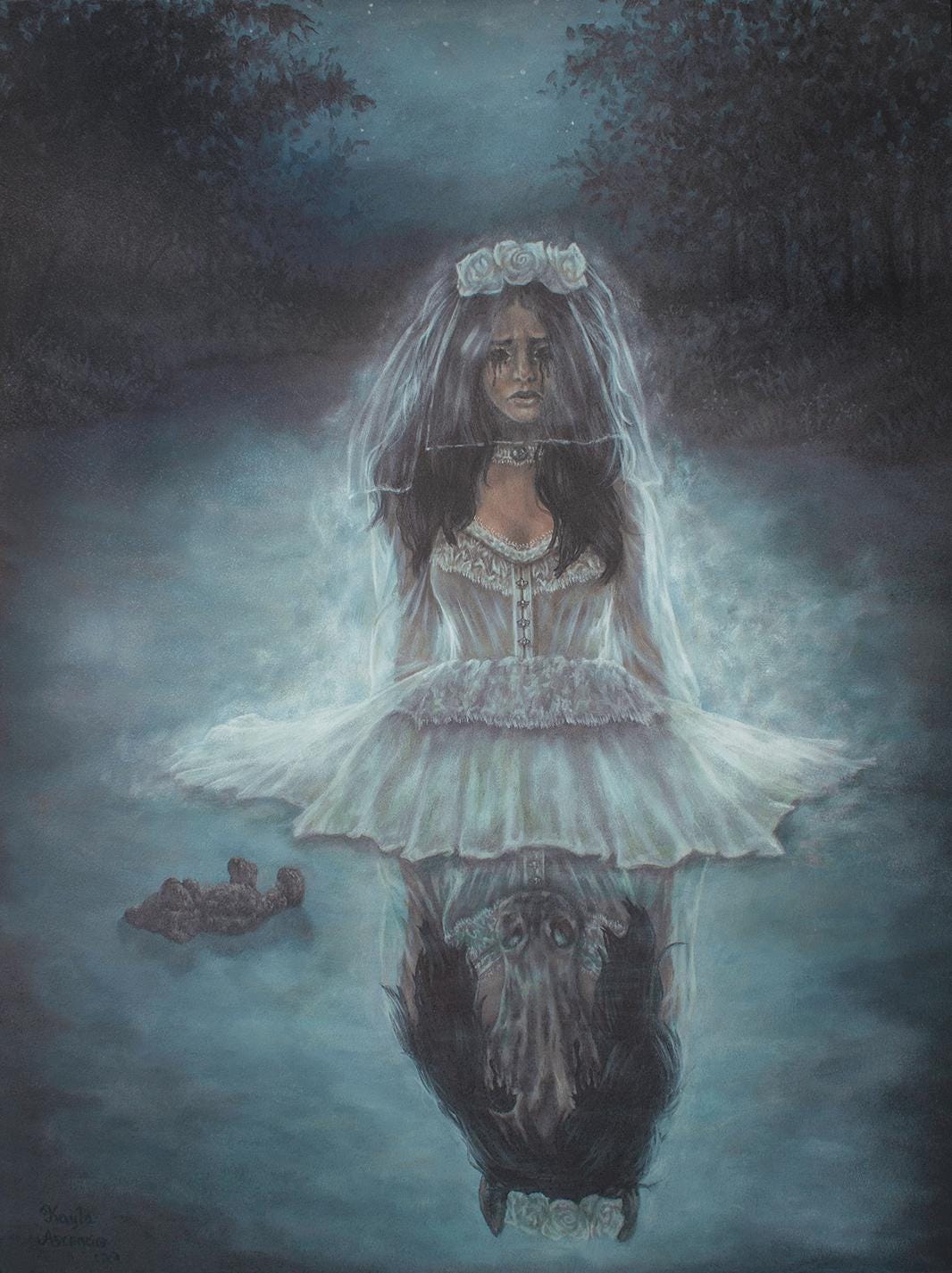 La Llorona Legend Mexico Texas Ghost Spirit 15"x20" Acrylic Painting - Etsy