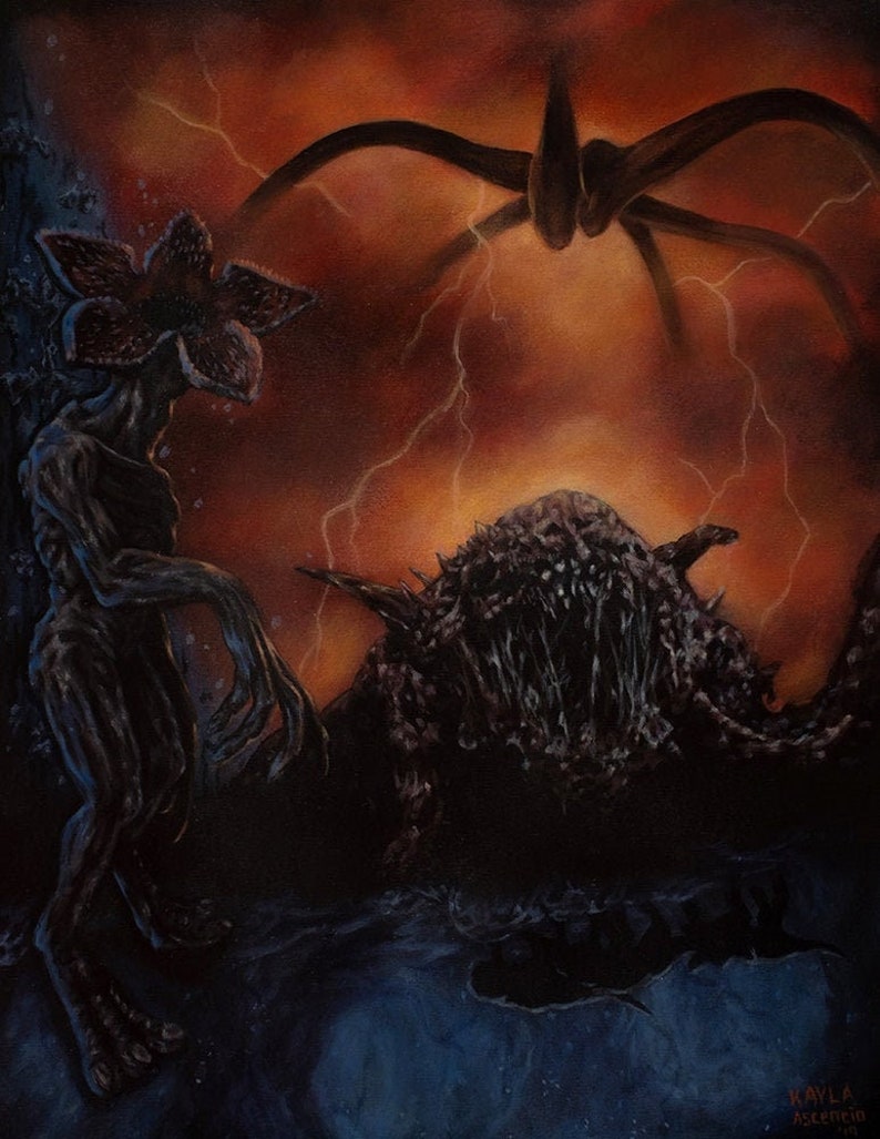 Stranger Things Demogorgon Mind Flayer Demodog Fanart Painting Print ...