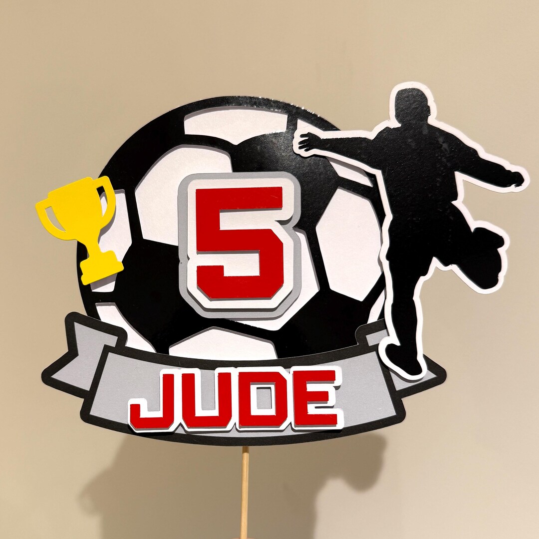 Personalised Football Cake Topper | 3D Soccer Birthday Decor | Custom ...