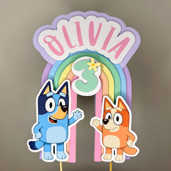 Bluey Topper Rainbow - Etsy UK