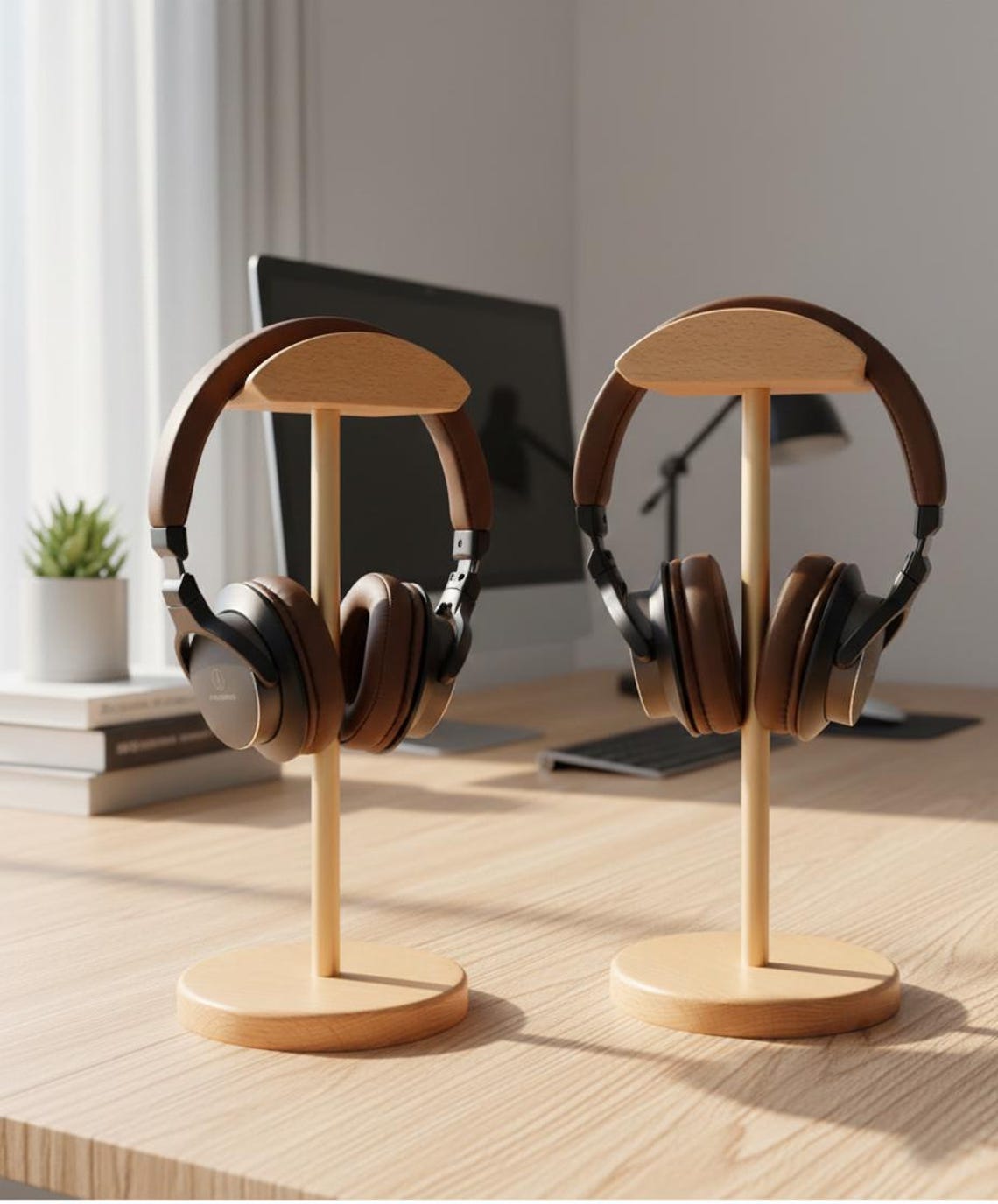 Solid Walnut Wood Headphone Stand | Earphone Display Stand P35 - Etsy