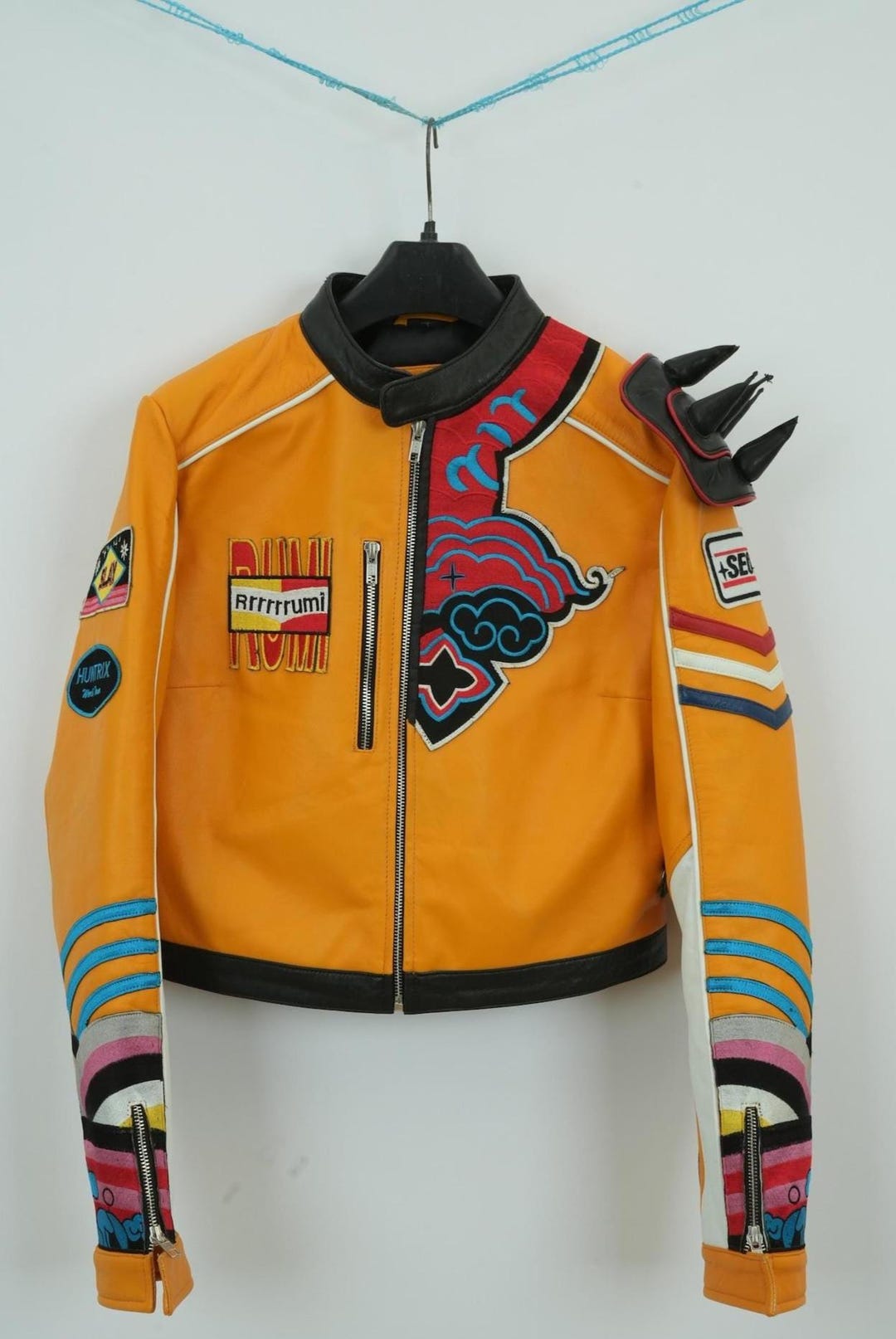 Kpop Demon Hunter Leather Jacket, Embroidered Spiked Cosplay Streetwear ...