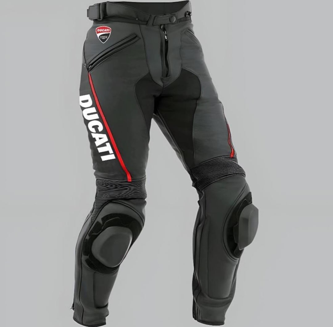Ducati Motorcycle Pant: Cowhide Leather Racing Pants With Protective ...