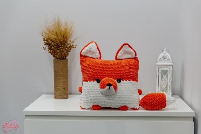 Fox Pillow Crochet Pattern, Fox Pillow Amigurumi, Fox Plush Pattern ...