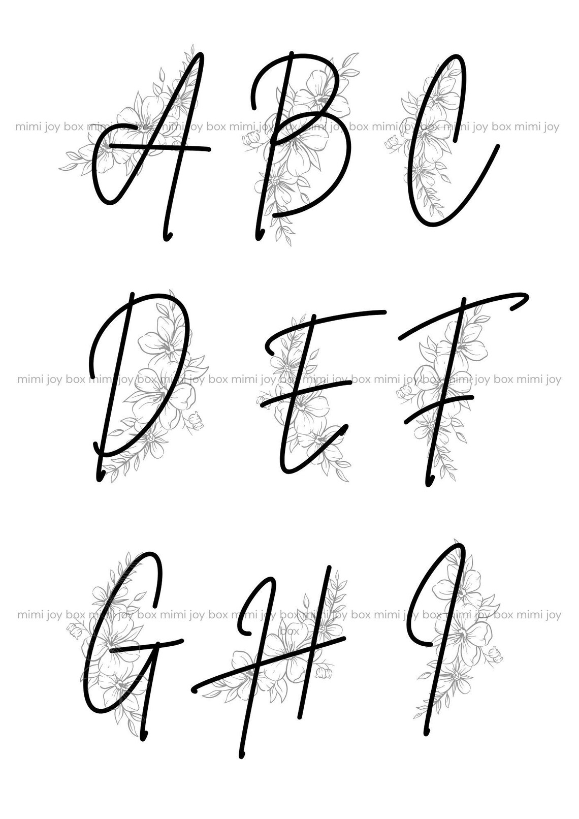 Floral Alphabet Letters A-Z | Elegant Monogram PNG | Brittany Script ...