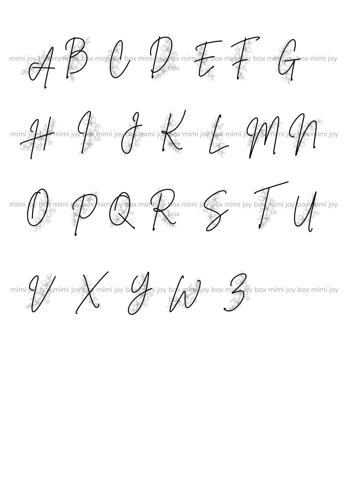 Floral Alphabet Letters A-Z | Elegant Monogram PNG | Brittany Script ...