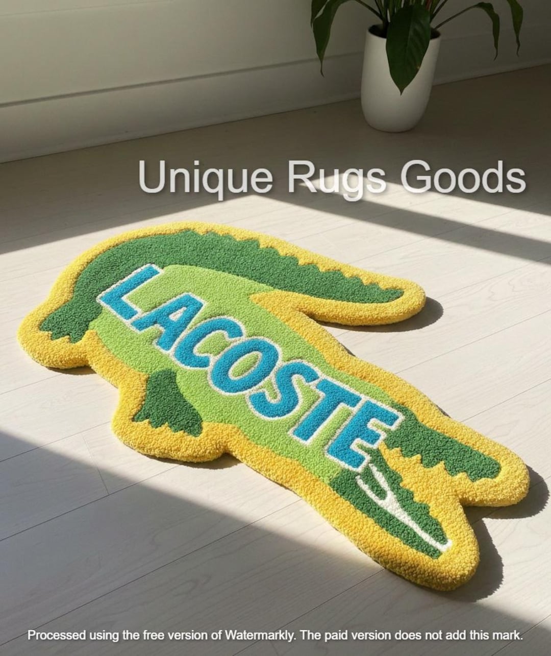 Hand Tufted Lacoste Crocodile Rug | Trendy Custom Cartoon Rug | Room ...