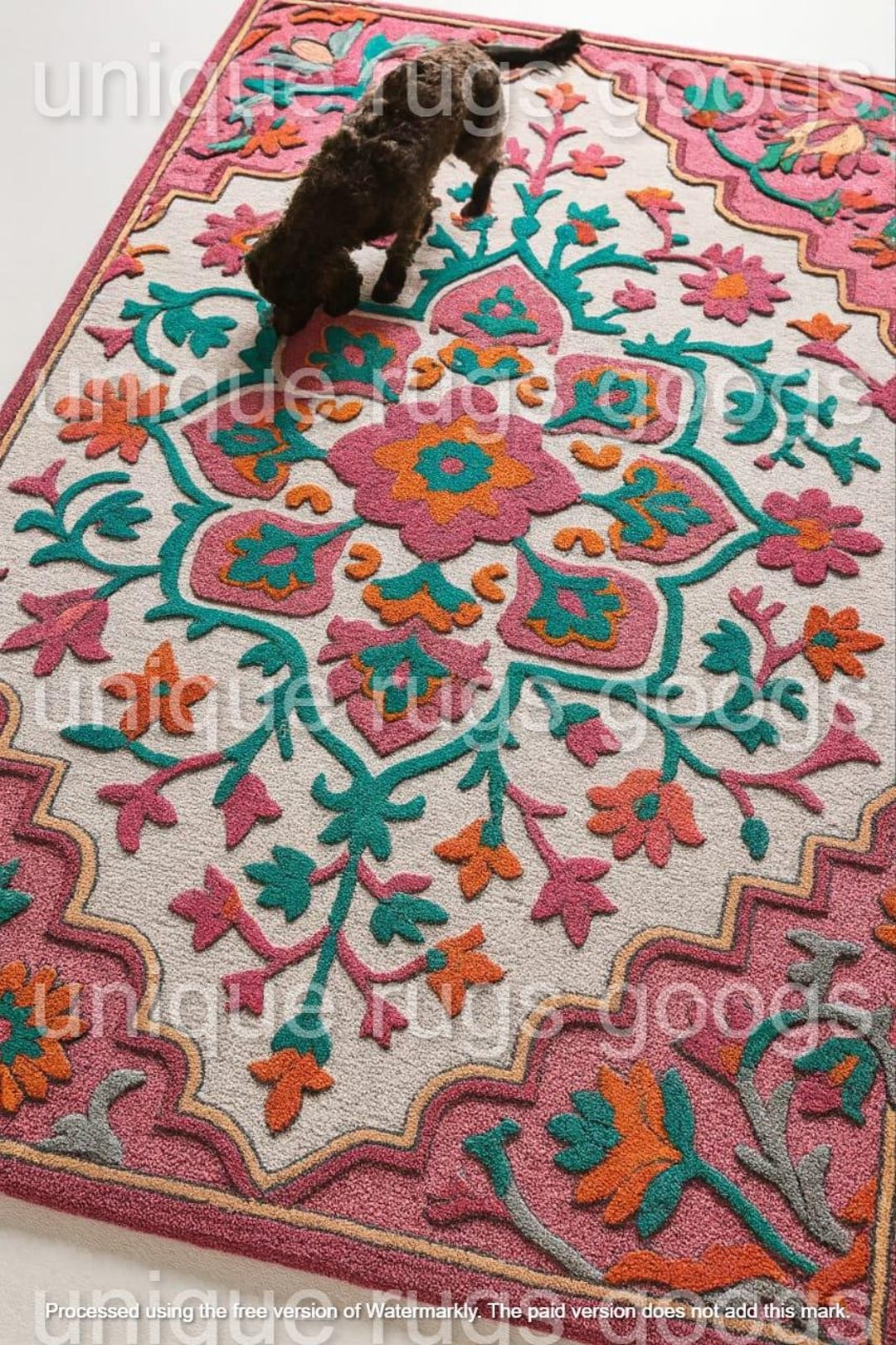 Hand-tufted Wool Bohemian Floral Rug, Colorful Mandala Design , Living ...