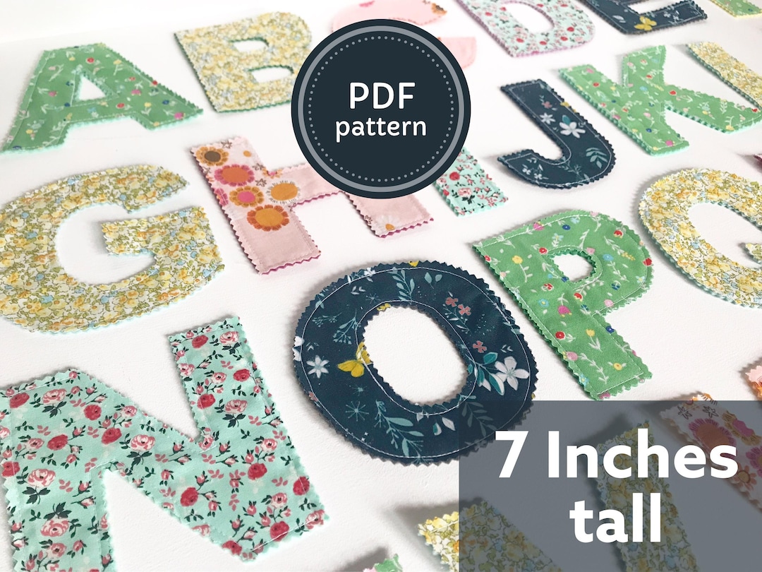 7 Inch Fabric Alphabet Letters and Numbers Pattern Template - Etsy
