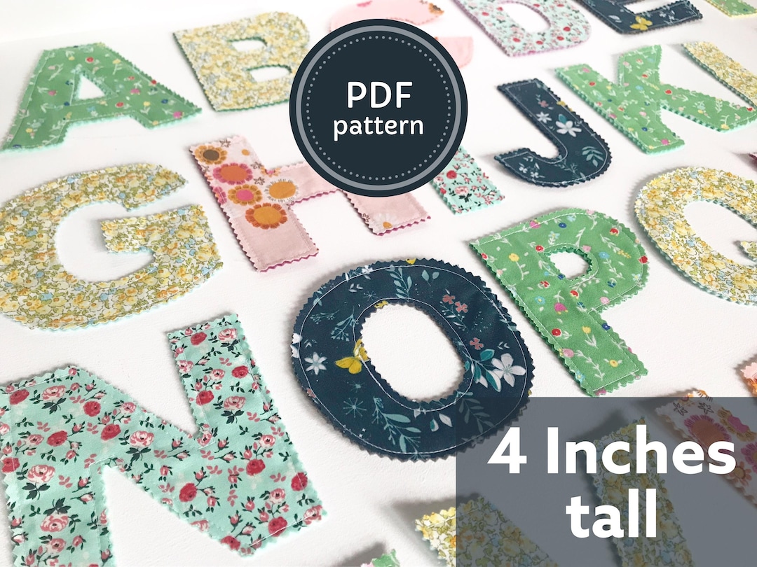 4 Inch Fabric Alphabet Letters and Numbers Pattern Template - Etsy