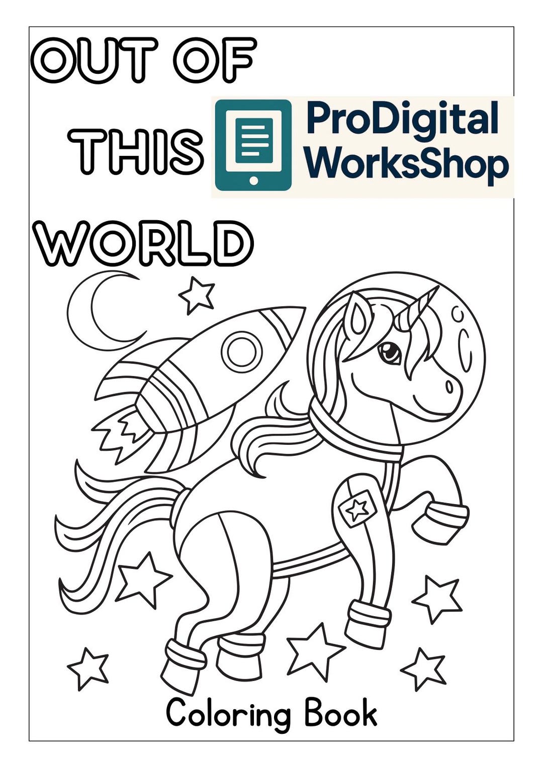 Out of This World Coloring Book (EN) – Space & Astronaut Grayscale ...