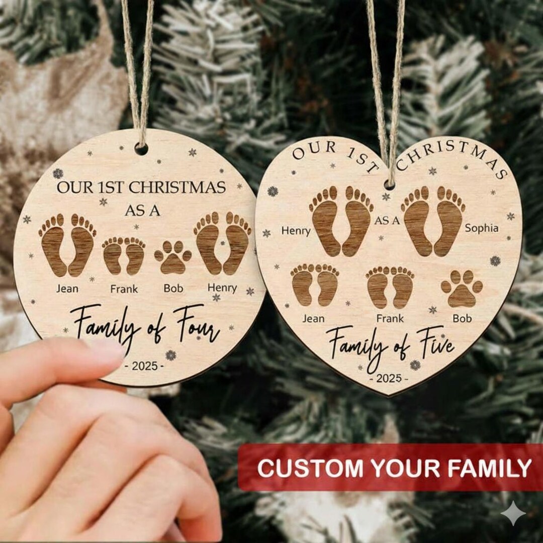 Personalized Family Footprint Ornament: Baby's First Christmas Keepsake ...