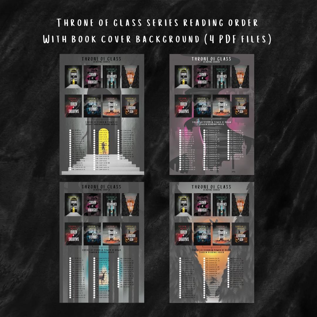 Throne of Glass Reading Order Checklist With Book Cover Background. TOG ...